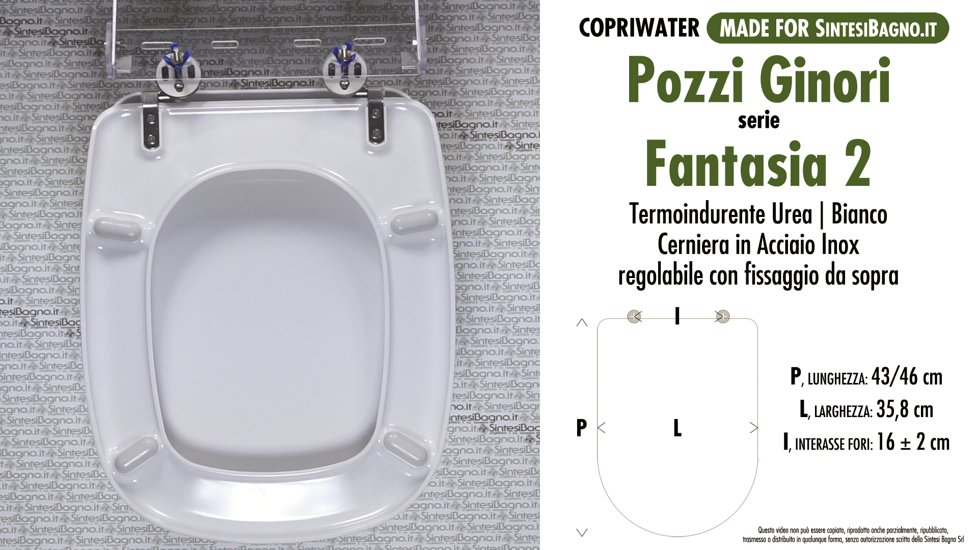 Copriwater. FANTASIA 2. Pozzi Ginori. COMPATIBILE. BIANCO. SINTESIBAGNO ...