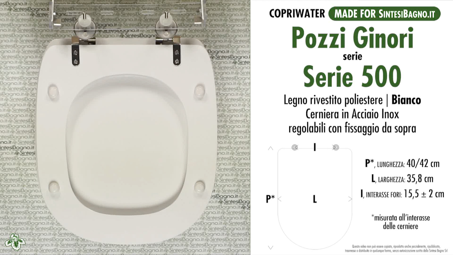 Copriwater. SERIE 500. Pozzi Ginori. DEDICATO. BIANCO. SINTESIBAGNO – 🚽 ...